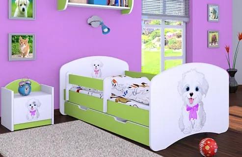 Svět pokojů Dětská postel Kevin - pejsek s mašlí + matrace zdarma Barva: Bílá, Úložný prostor: ANO (+800 Kč), Rozměr: 140x70 cm