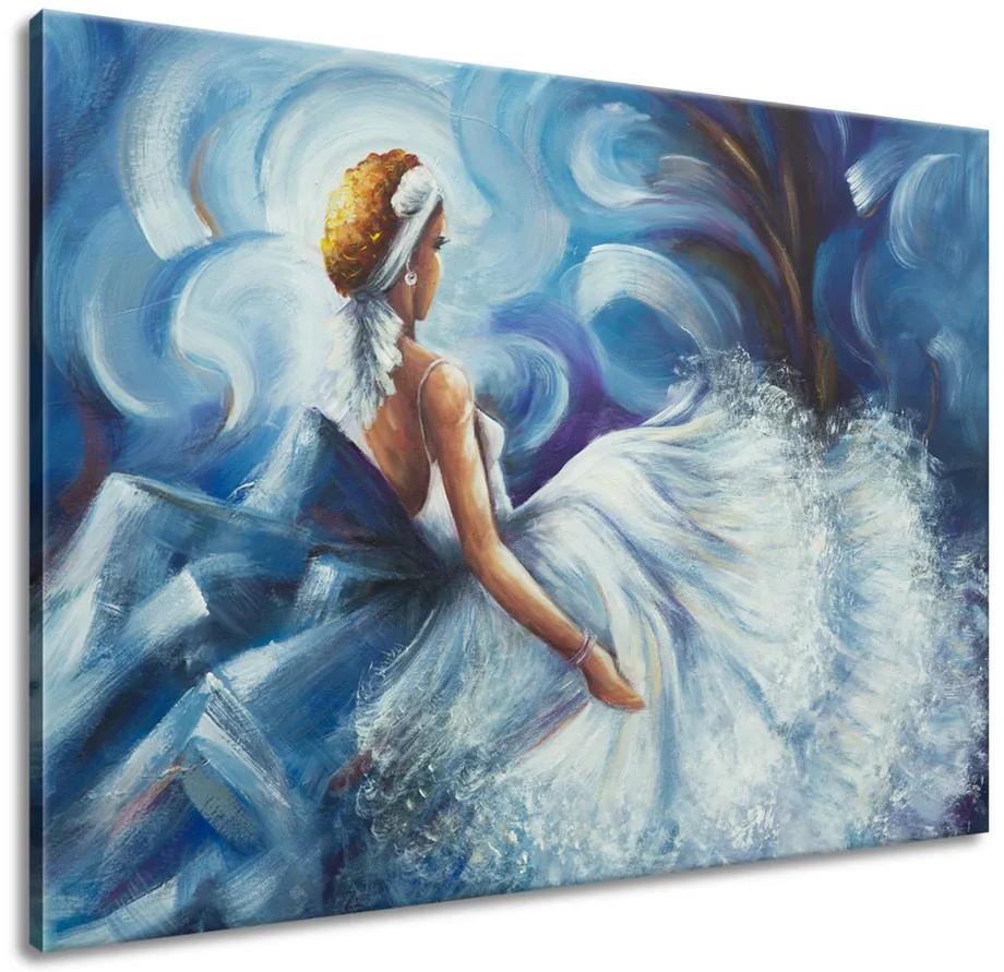 Gario Ručně malovaný obraz Modrá dáma během tance Rozměry: 120 x 80 cm
