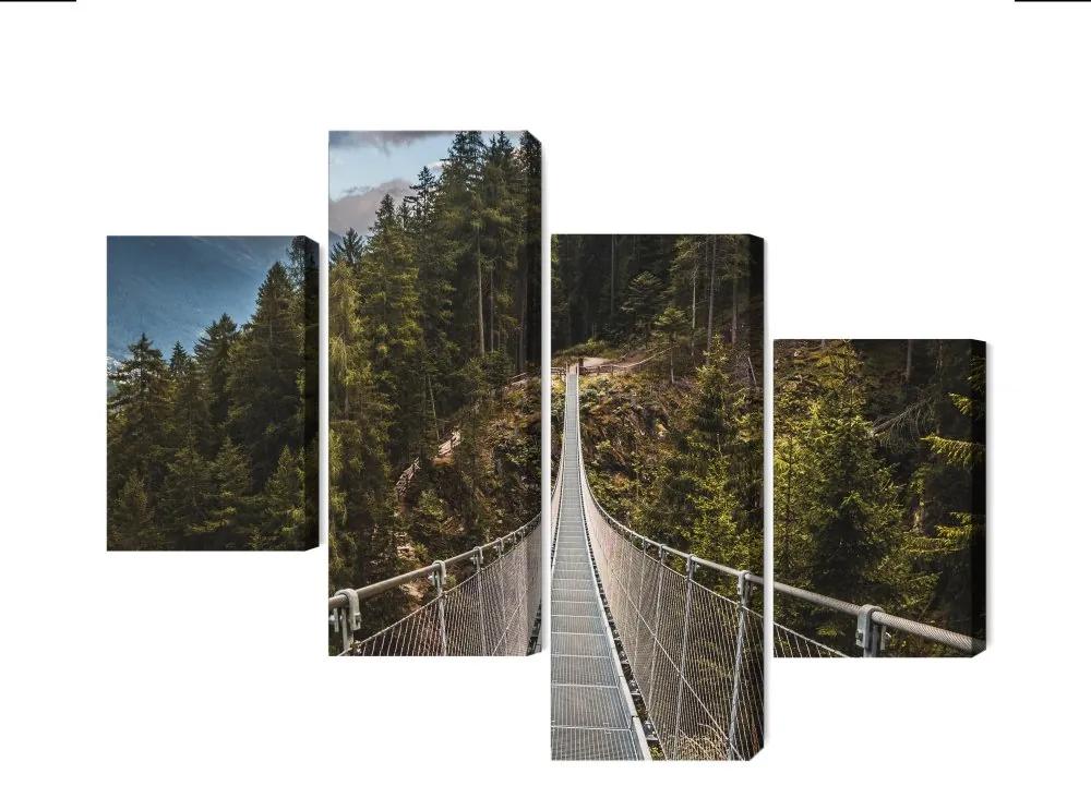Vícedílný obraz Visutý Most V 3D Horském Lese Nedostatek Nedostatek Plátno Canvas 240x150