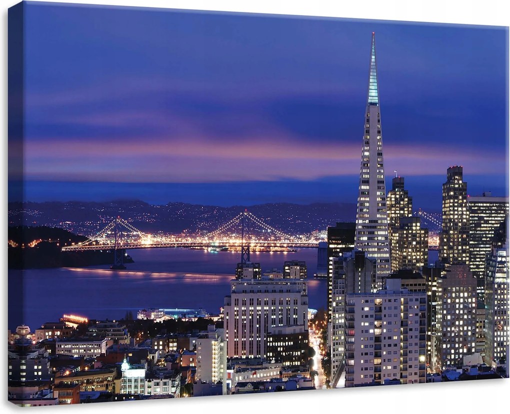 Obraz 70x50 Noční město krajina města San Francisco most světla panorama