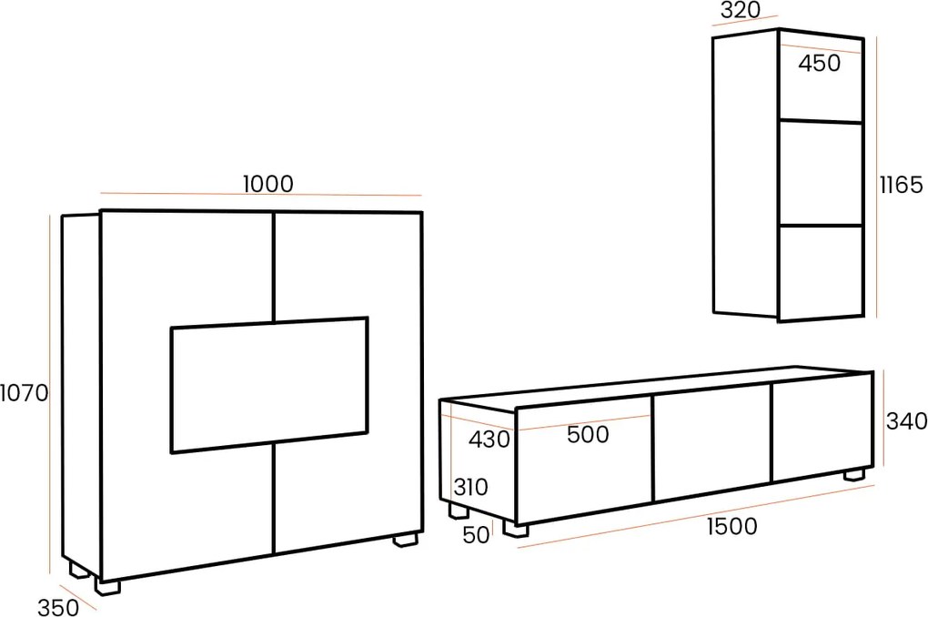 GAB Obývací stěna LORONA 7, Bílá