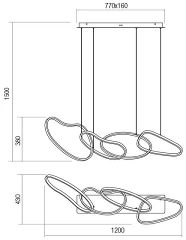 Redo 01-3390 - LED Stmívatelný lustr na lanku BIAS LED/90W/230V černá