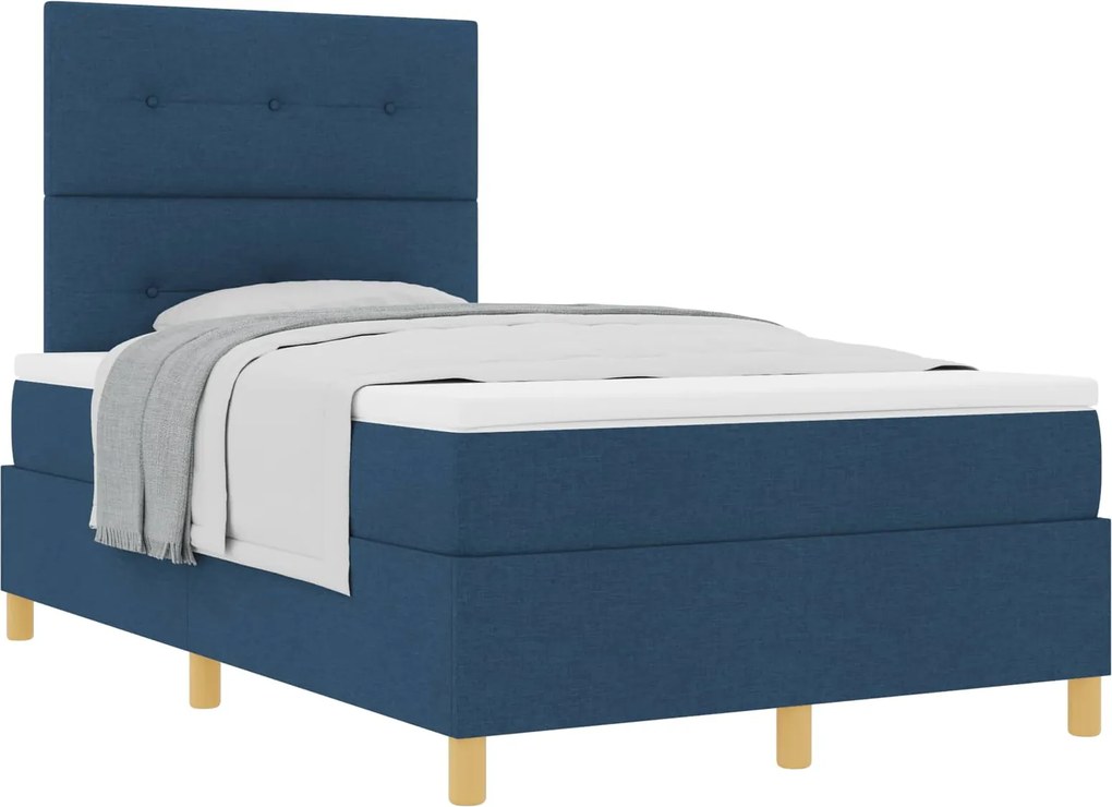 Postel s boxspringem s čelo Modrá 120 x 200 cm textil 3339615