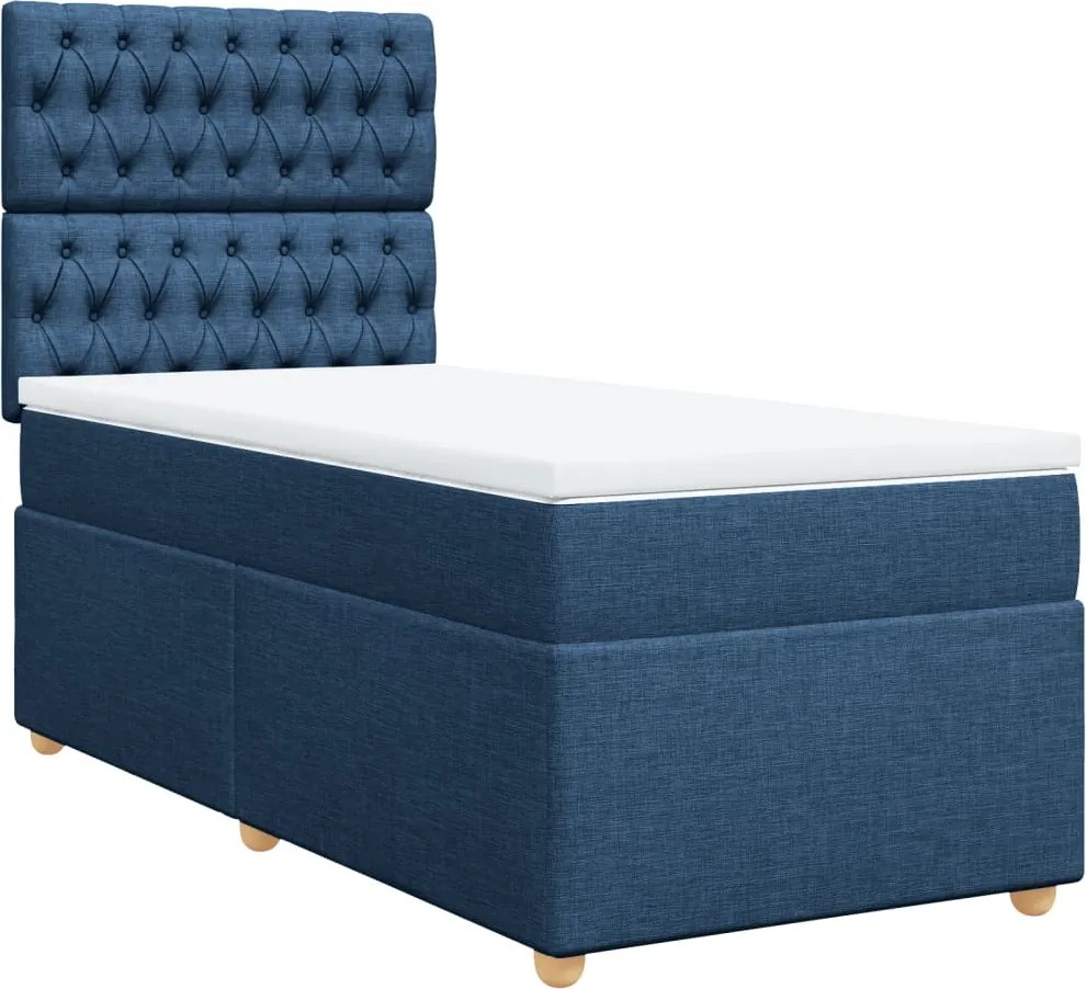 Box spring postel s matrací modrá 80x200 cm textil 3291120