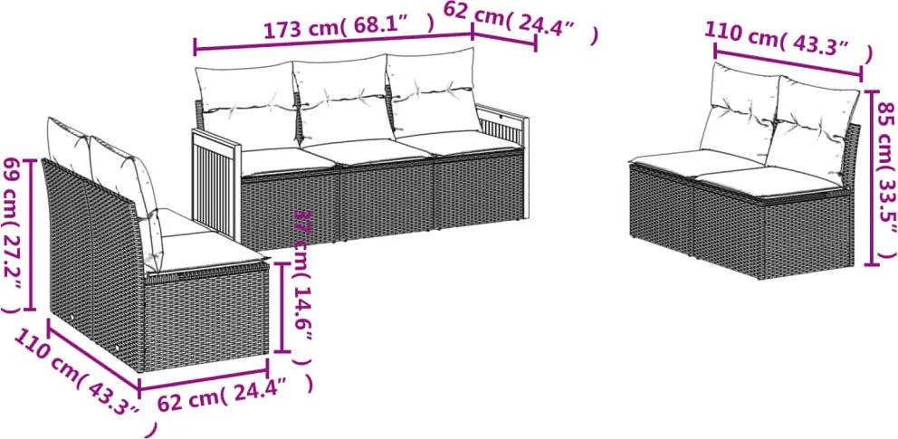 vidaXL 7dílná zahradní sedací souprava s poduškami polyratan [3259958] Barva: Černá a krémová