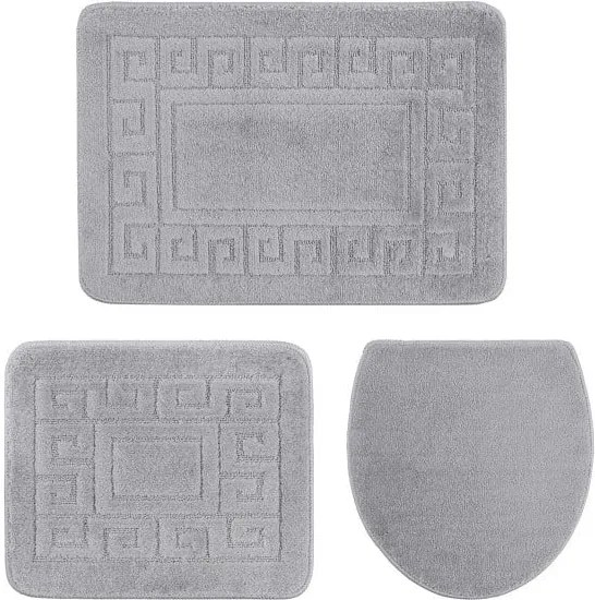 Sada 3 šedých koupelnových předložek a toaletního potahu Confetti Ethnic, 40 x 50 cm