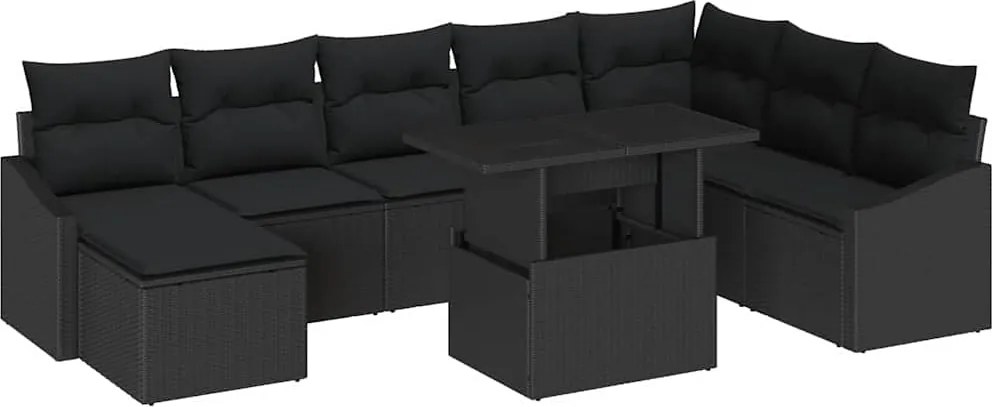 Set pohovek 9 ks Černá polyratan 3349059