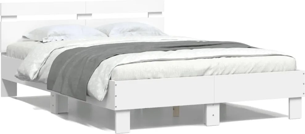 Rám postele s čelem bílý 135 x 190 cm kompozitní dřevo 3207441