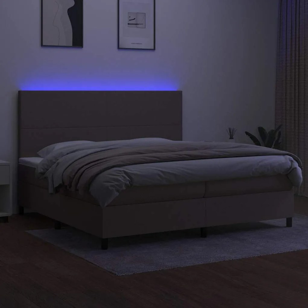 Box spring postel s matrací a LED taupe 200x200 cm textil 3134745