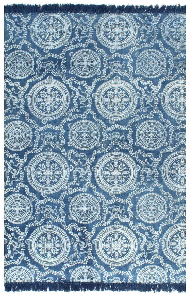 Koberec se vzorem - bavlněný - modrý | 160x230 cm