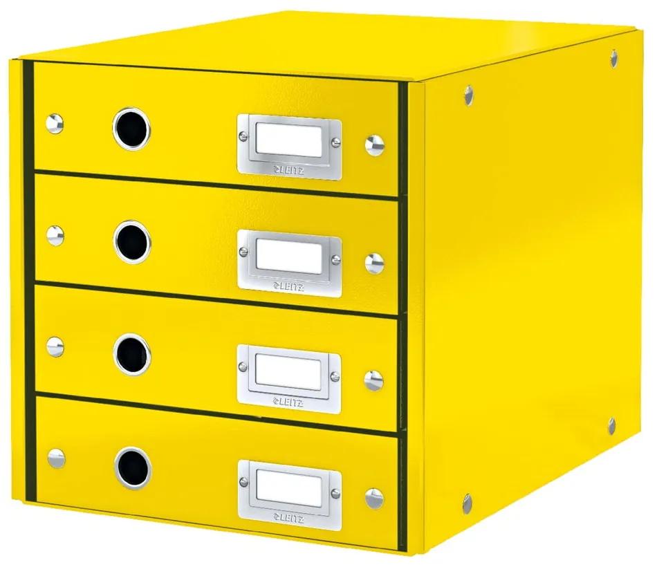 Žlutý box se 4 zásuvkami Leitz Office, délka 36 cm