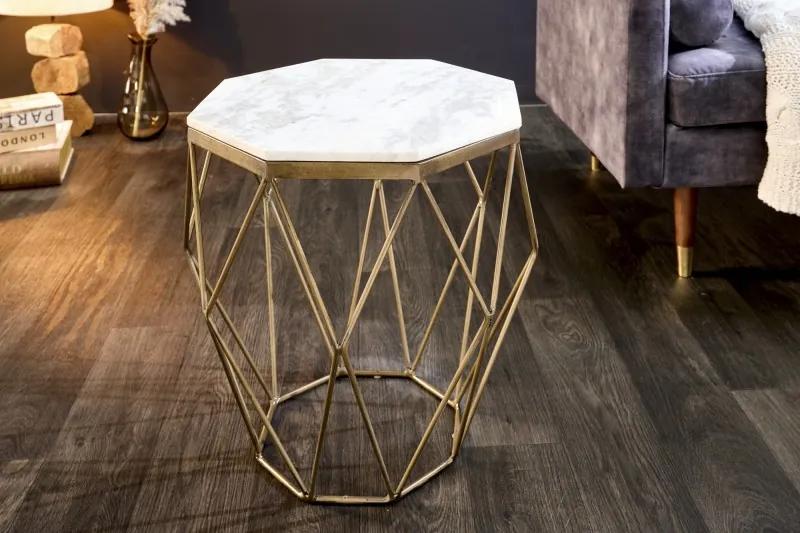 Noble Home Bílý mramorový konferenční stolek Diamond 50 cm