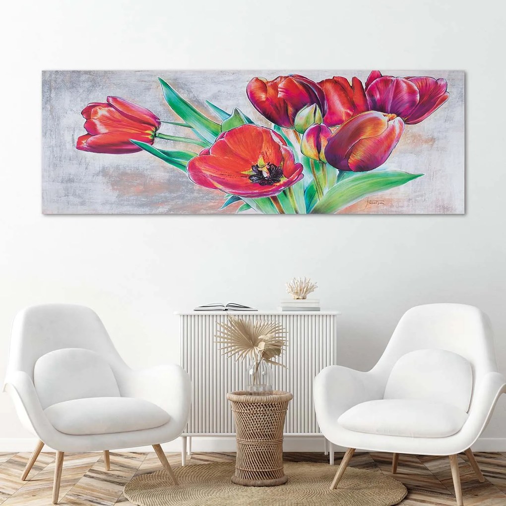 Gario Obraz na plátně Kytice červených tulipánů Rozměry: 90 x 30 cm