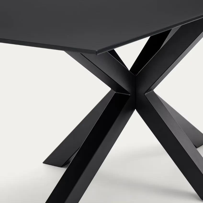 OnaDnes -20% Černý skleněný jídelní stůl Kave Home Argo 180 x 100 cm