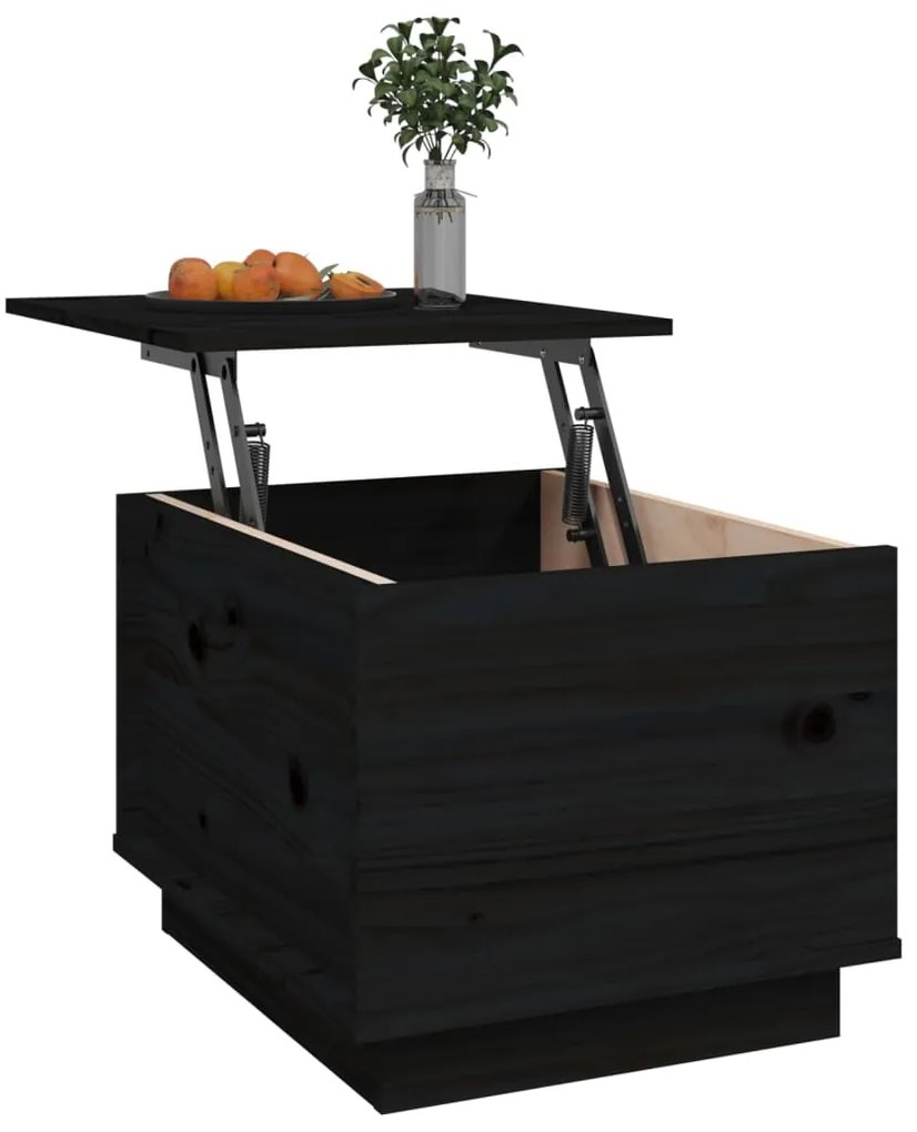 Konferenční stolek černý 40 x 50 x 35 cm masivní borové dřevo - Default Title