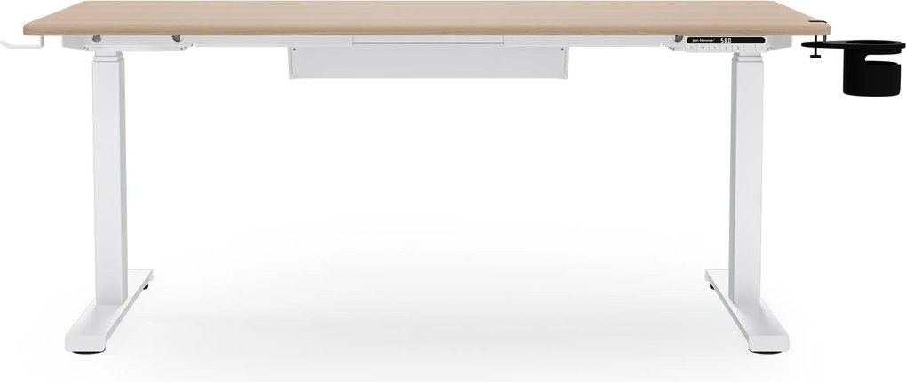 Elektrický stůl s nastavitelnou výškou ergonomický bílý/dub sonoma,1400x700 mm: ARIA
