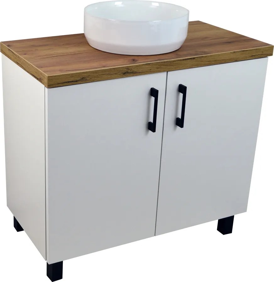 Comodo Koupelnová skříňka pod deskové umyvadlo ROSO W 80-HD - bílá/zlatý dub