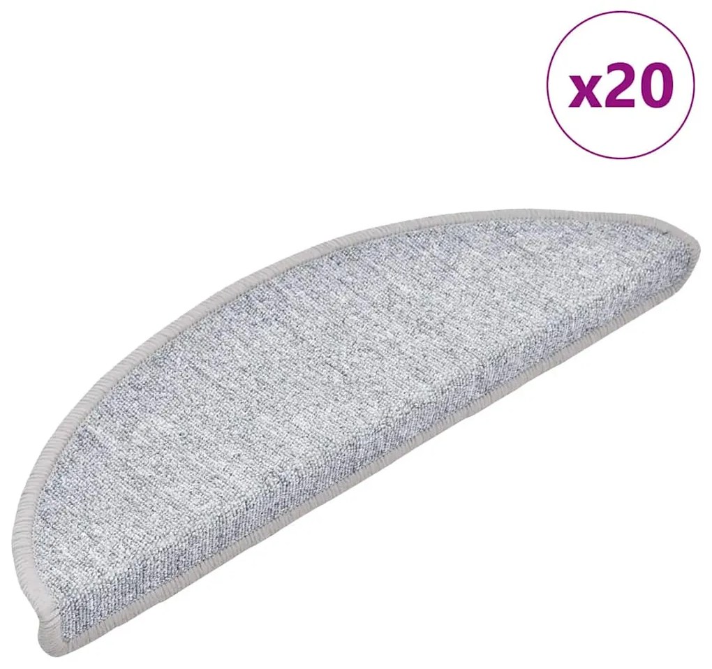 Schodové rohože 20 ks 56 x 17 x 3 cm světle šedé, půlkulaté 3365784