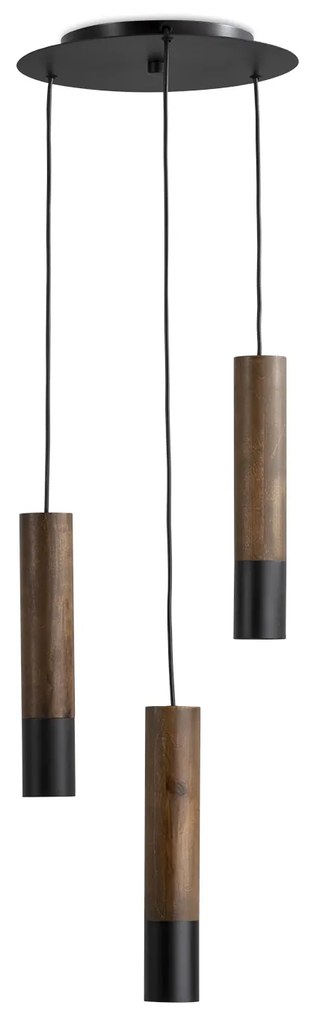 Light for home - Závěsné svítidlo na lanku 40899 "GLAZE WOOD", 3x35W, GU10, Černá