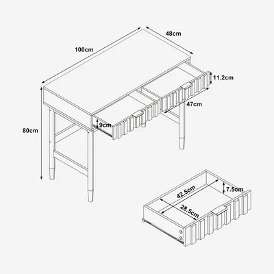 Konzolový stolek s drážkovanými šuplíky TURRO