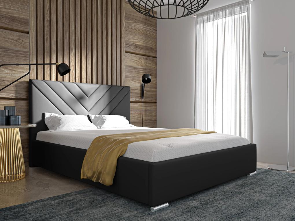 Eka Čalouněná postel MERKURY 90x200 cm Barva látky Trinity: (2301) Krémová bíla, Úložný prostor: S dřevěným rámem úložného prostoru