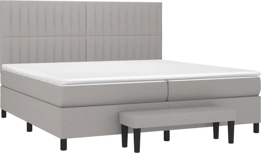 Box spring postel s matrací světle šedá 200 x 200 cm textil 3136781