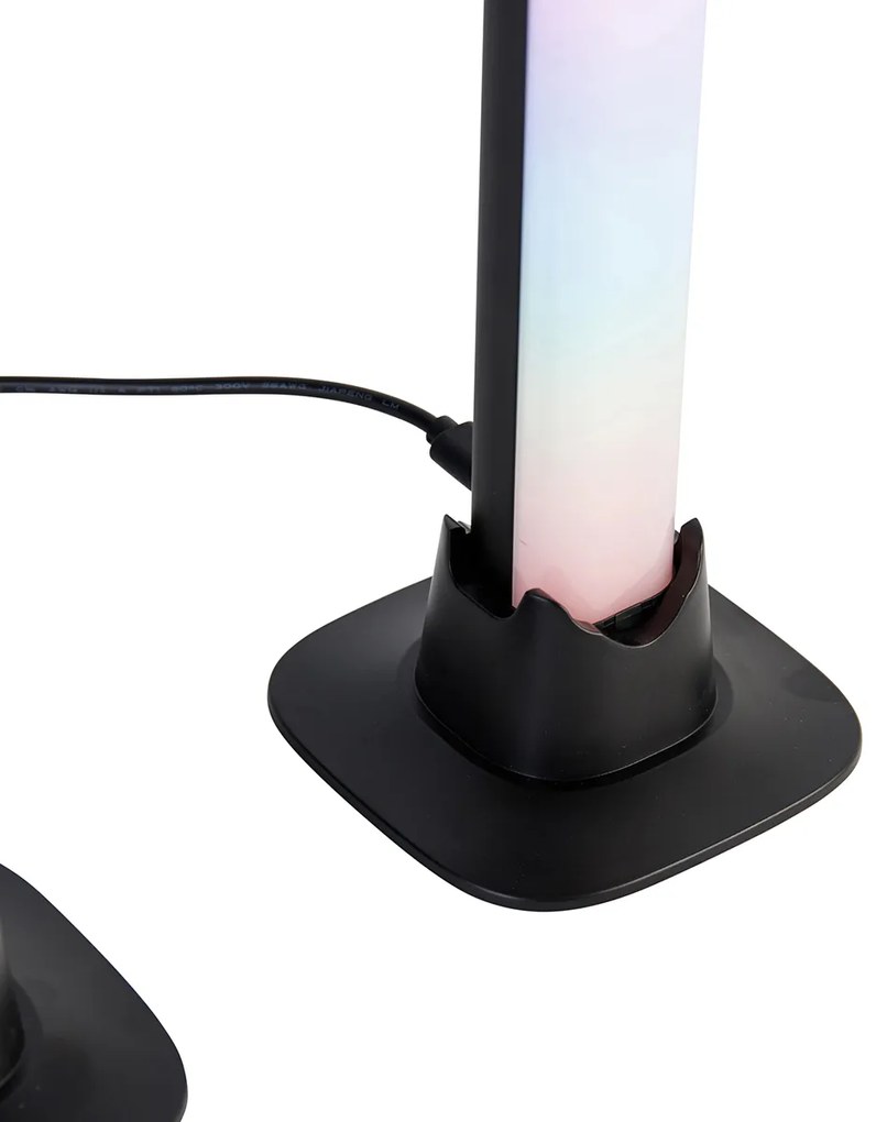 Černá stolní lampa včetně LED s dálkovým ovládáním a RGB - Arnold
