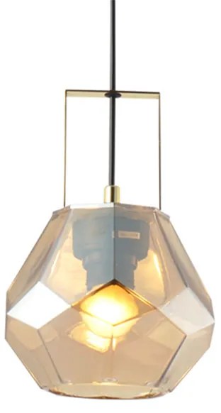 Závěsné svítidlo DIAMONDRA | Ø18cm, jantarové sklo + lesklé zlato | Aca Lighting (V371481PA)