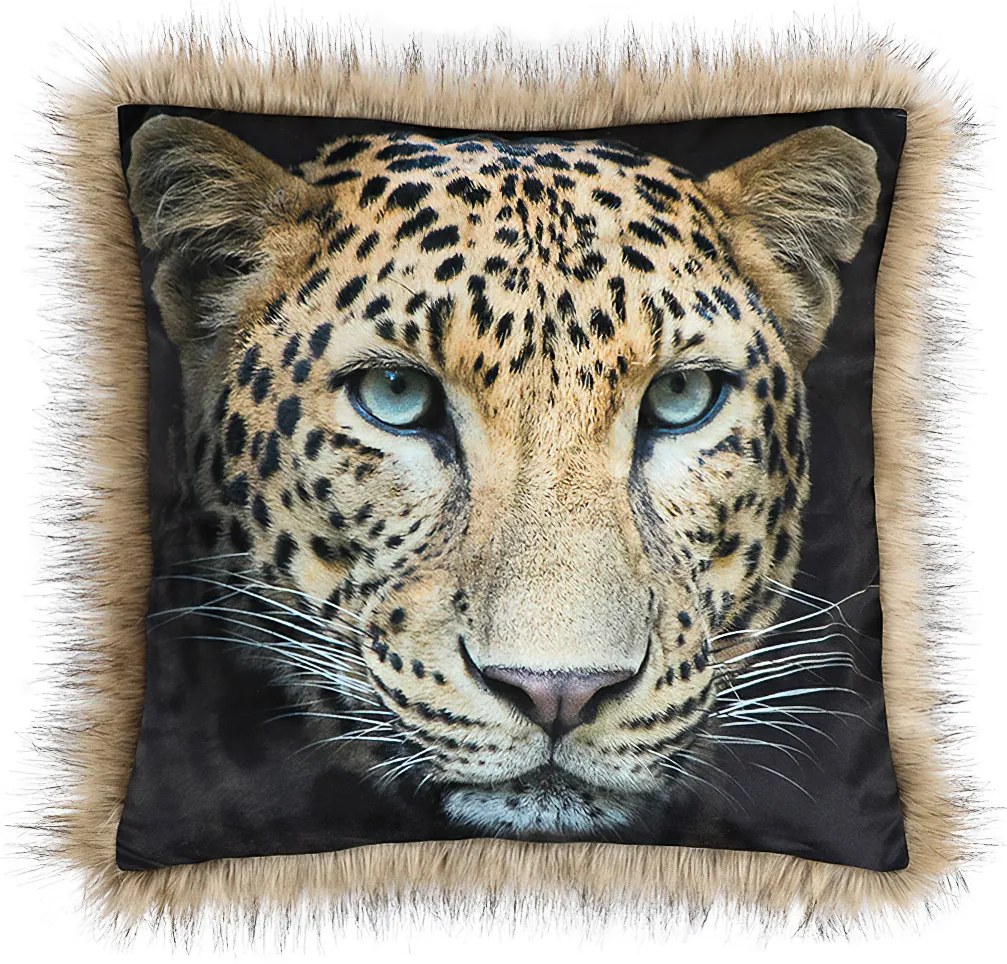 Bellatex polštářek SAFARI LEOPARD mikroplyš, fototisk, 45x45cm