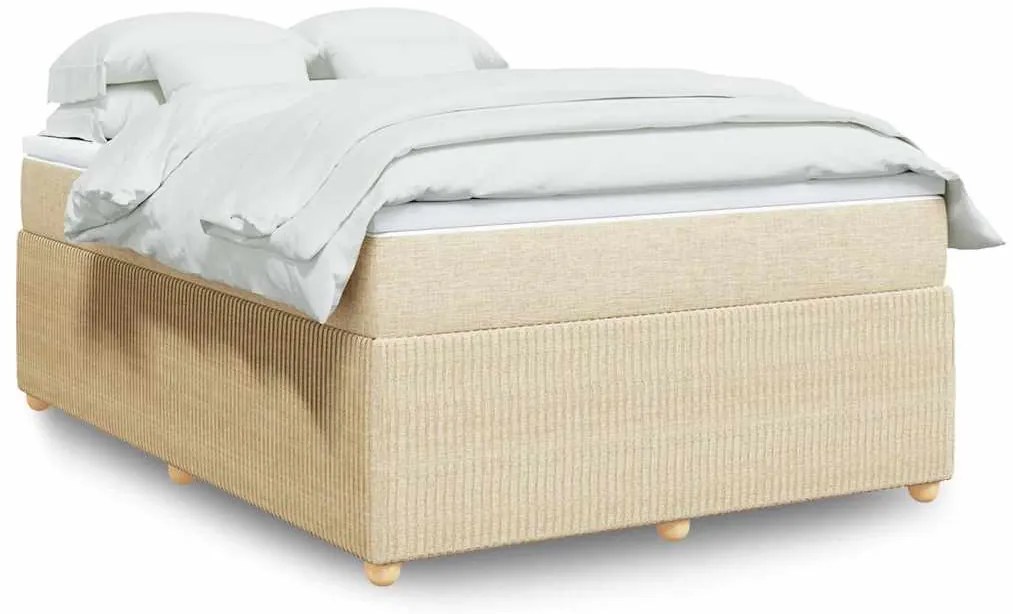 Box spring postel s matrací krémová 140x190 cm textil 3285572