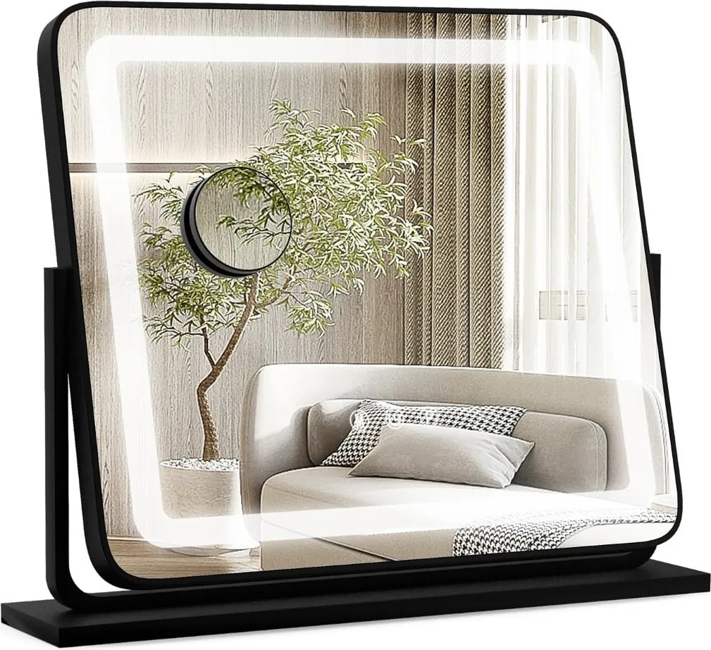 Costway Stolek LED podsvícené zrcadlo Make-up Mirror se světly – 56 × 12 × 48 cm