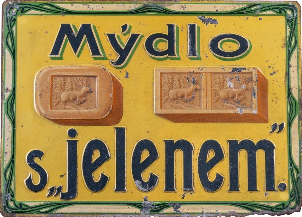Plechová cedule Mýdlo s jelenem Velikost: A5 (20 x 15 cm)