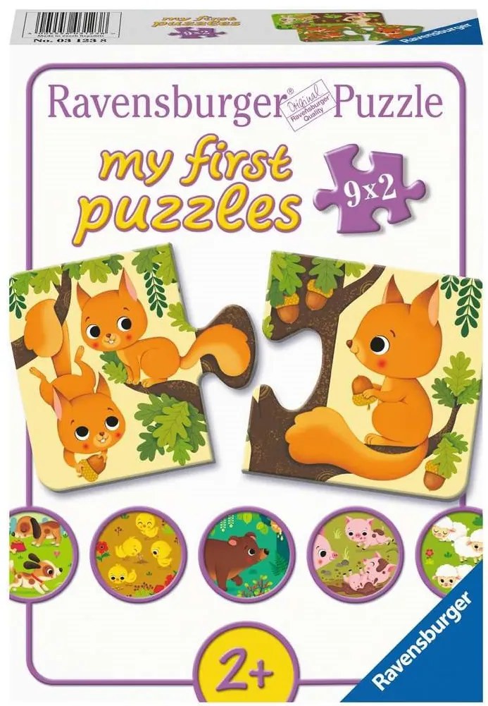 Puzzle ravensburger puzzle 031238 moje první puzzle zvířátka a mláďata 9x2 dílků