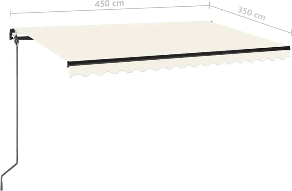 Ručně zatahovací markýza s LED světlem 450 x 350 cm krémová 3069202