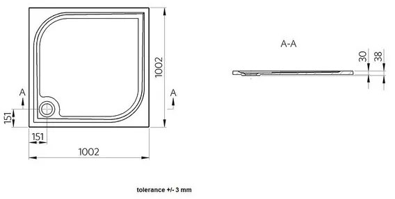 EBS Aria Vanička čtverec 100x100 litá