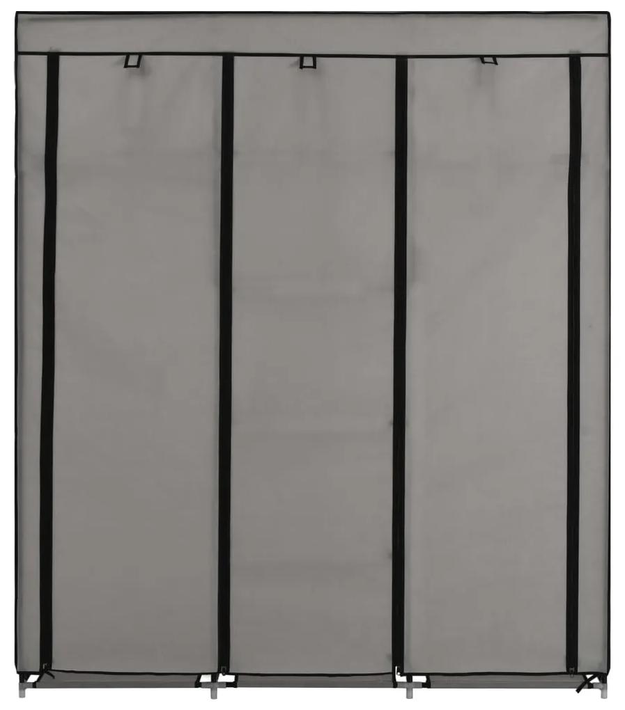 Šatní skříň s přihrádkami a tyčemi šedá 150x45x175 cm textil - Default Title