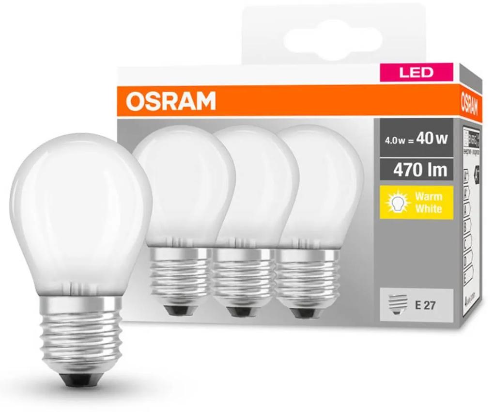 OSRAM LED kapka E27 P40 4W 2 700K 470lm matná 3ks