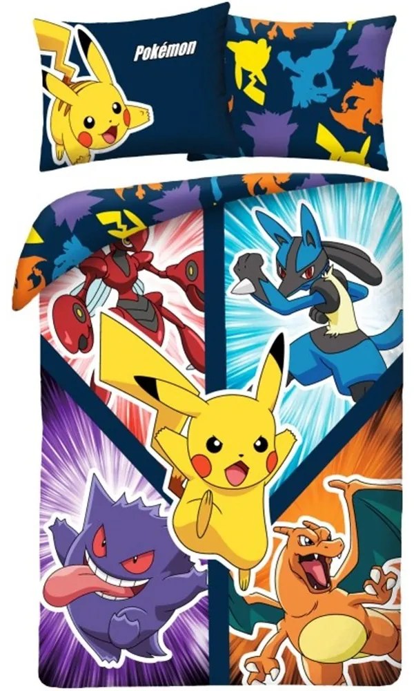 Bavlněné ložní povlečení Pokémon Pikachu a přátelé - 70 x 90 cm + 140 x 200 cm - 100% bavlna