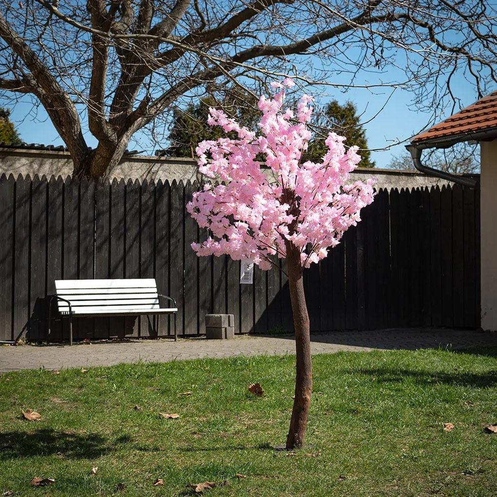 3D umělý strom Sakura 150 × 100 cm, růžová dekorace, IP44 venkovní, kov a plast