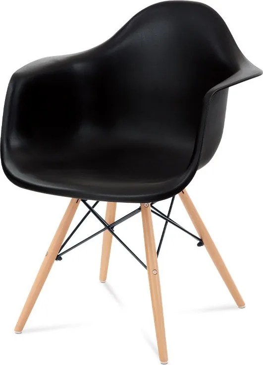 Autronic Jídelní židle, plast černý / masiv buk CT-719 BK1