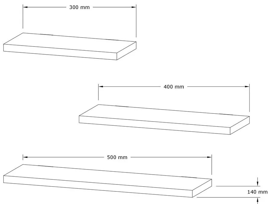 Police v dekoru dubu v sadě 3 ks Leila - Kalune Design