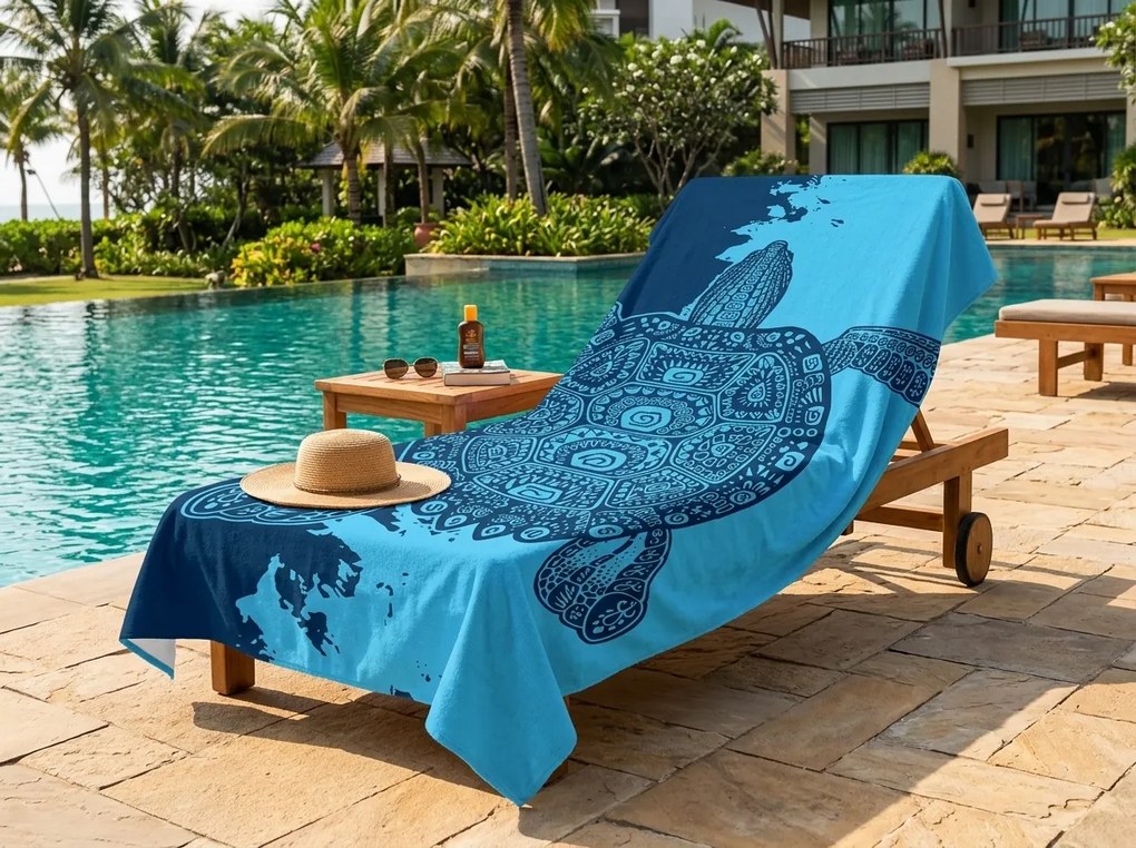Rychleschnoucí XXL plážová osuška OCEVA modrá 150 x 210 cm, 100% mikrovlákno