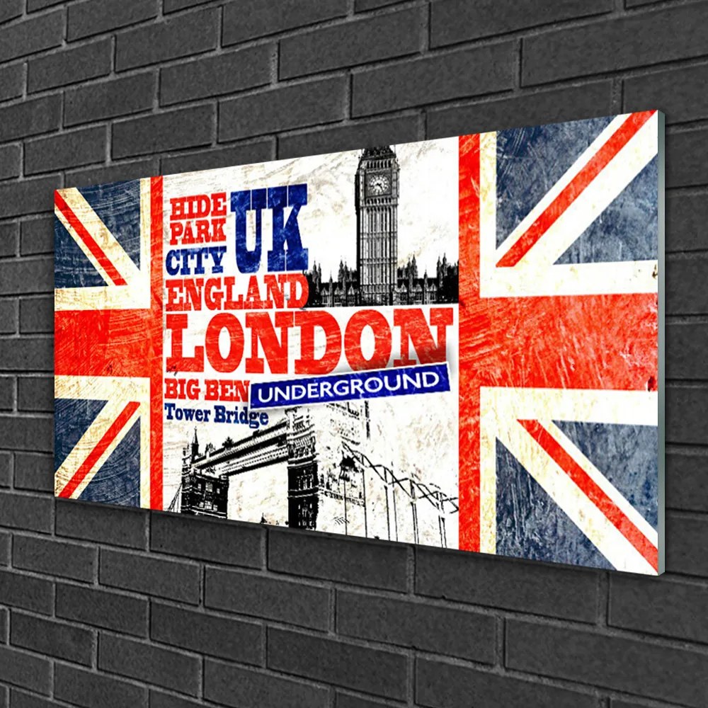 Obraz na skle Londýn Vlajka Umění 125x50 cm