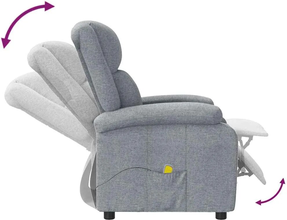 Masážní křeslo světle šedé textil 340936