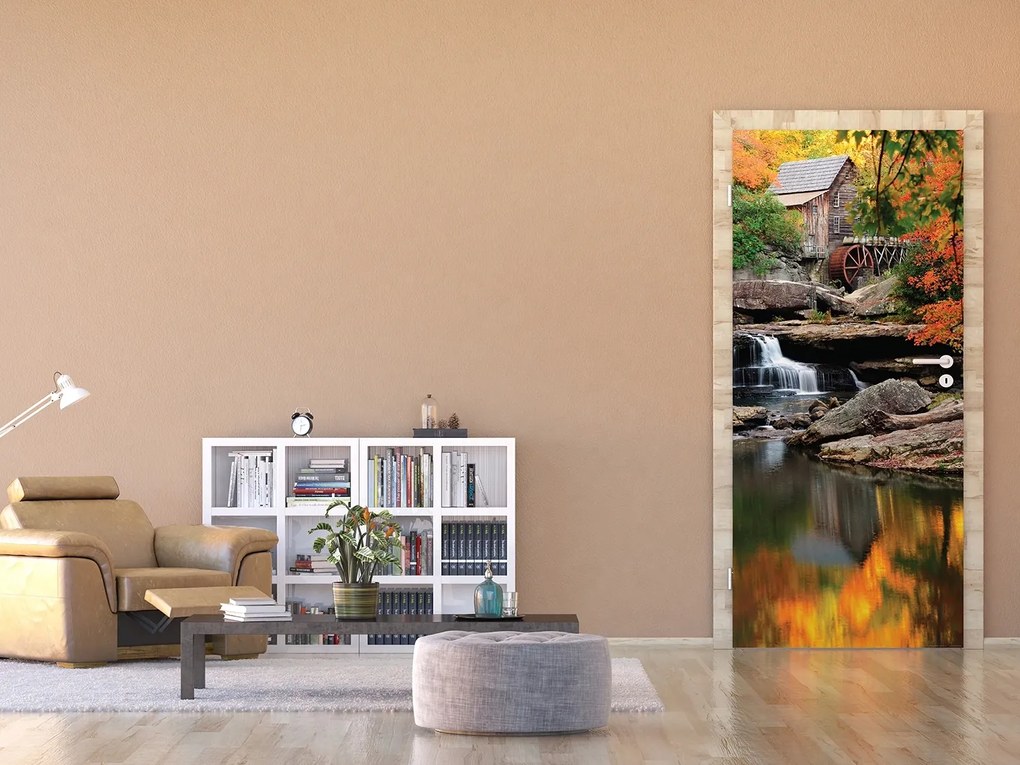 Vliesová fototapeta na zed' Podzimní Vodní Mlýn | 202 x 90 cm | DFTNV2872