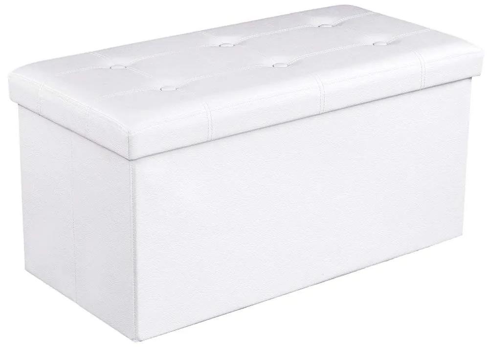 SONGMICS Úložný sedací box čalouněný skládací 76x38 cm bílý | BIANO