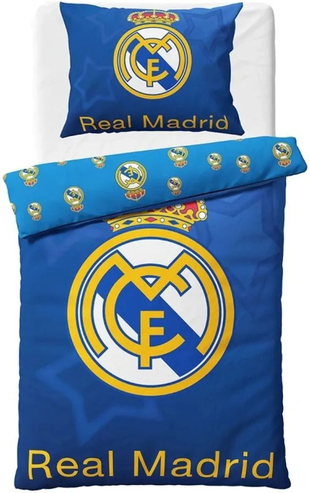 Bavlněné ložní povlečení FC Real Madrid - motiv Blue Stars - 100% bavlna Renforcé - 70x90 cm + 140x200 cm