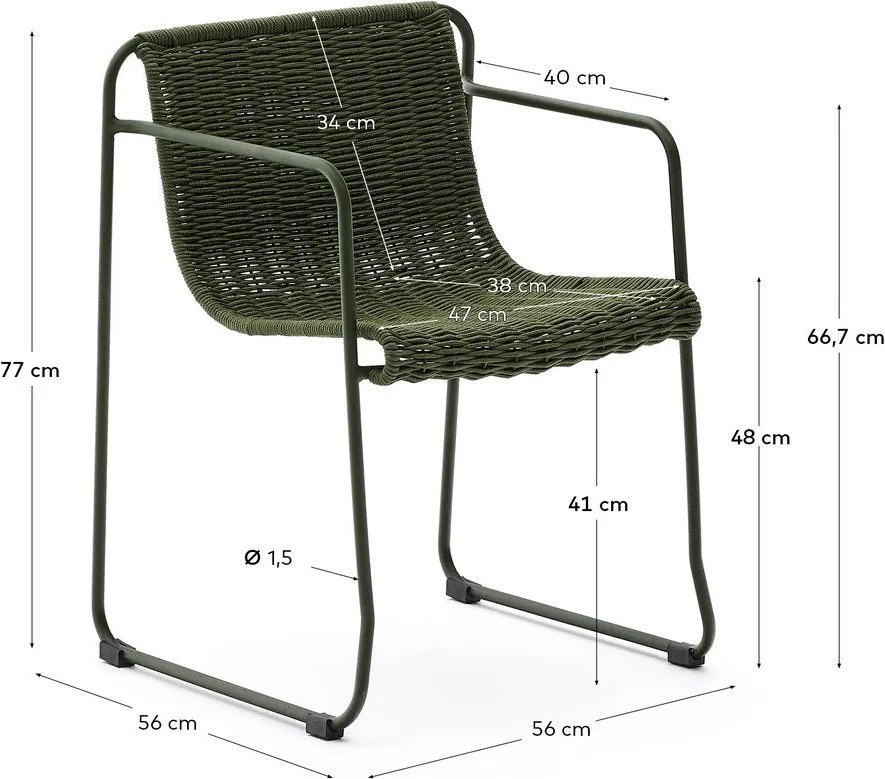 Zelená kovová zahradní židle Maurina – Kave Home