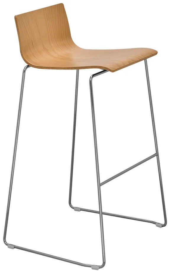 RIM - Barová židle SITTY s dřevěným sedákem a ližinovou podnoží