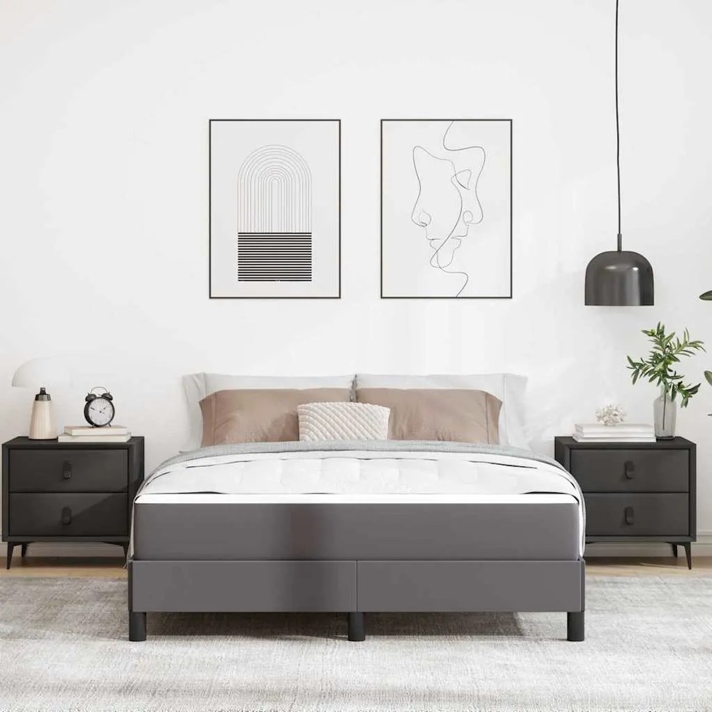 Rám postele s matrací Šedá 160 x 200 cm textil 3398641